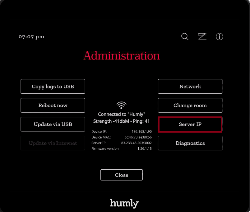 How to disconnect a Humly room display from Humly control panel.