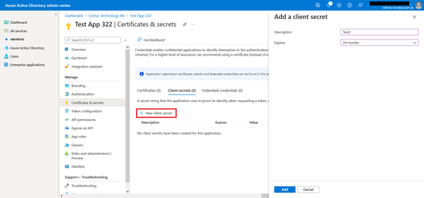 Microsoft 365 token or Client Secret has expired