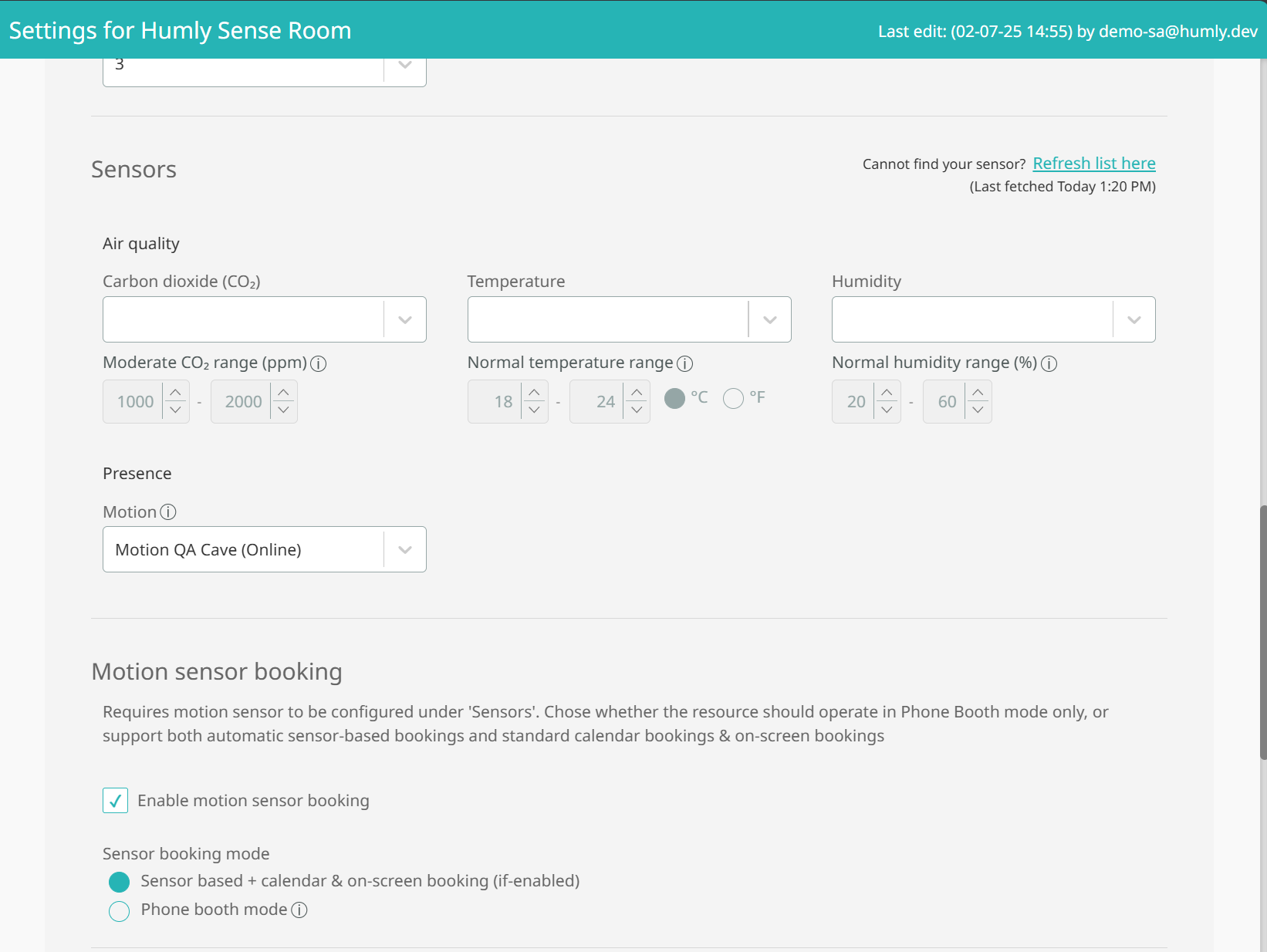 Motion Sensor Booking