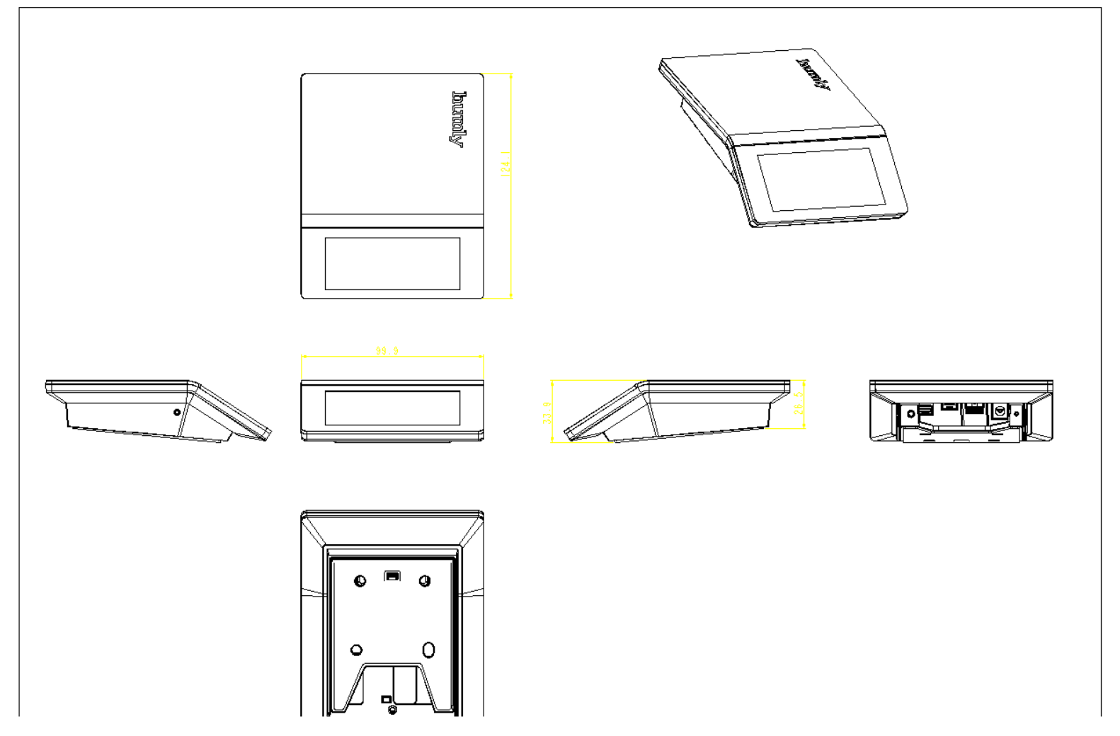 Technical drawing of HRD and HBD with measurements